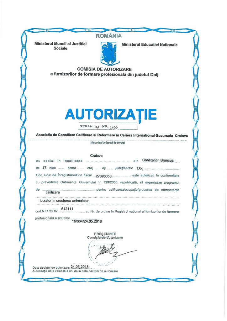 Autorizatii – A.C.C.R.C internațional